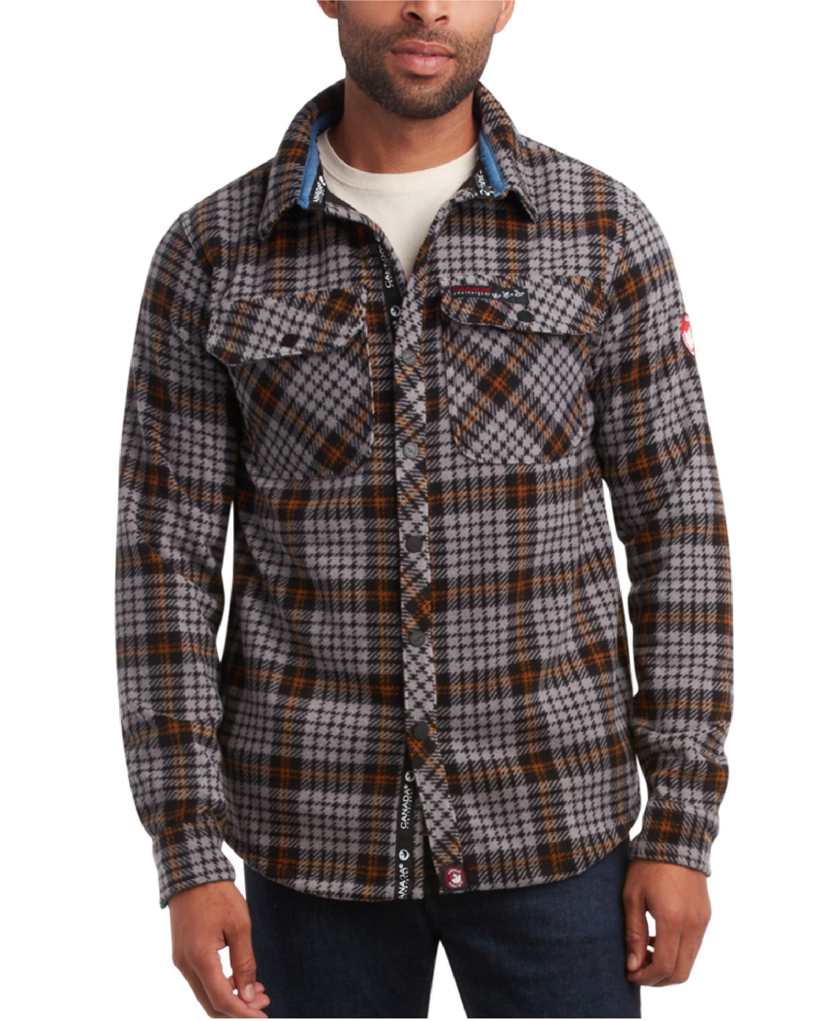 CANADA WEATHER GEAR Men's Plaid Shirt - Polar Fleece Long Sleeve Button ...