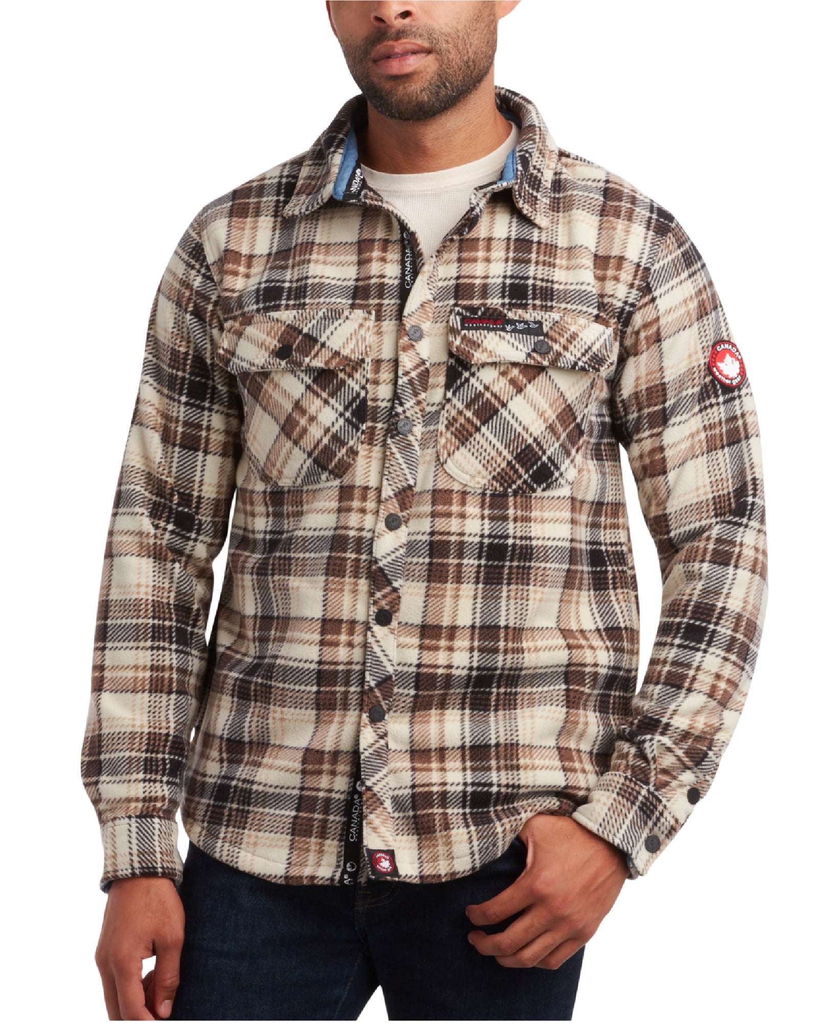 CANADA WEATHER GEAR Men's Plaid Shirt - Polar Fleece Long Sleeve Button ...