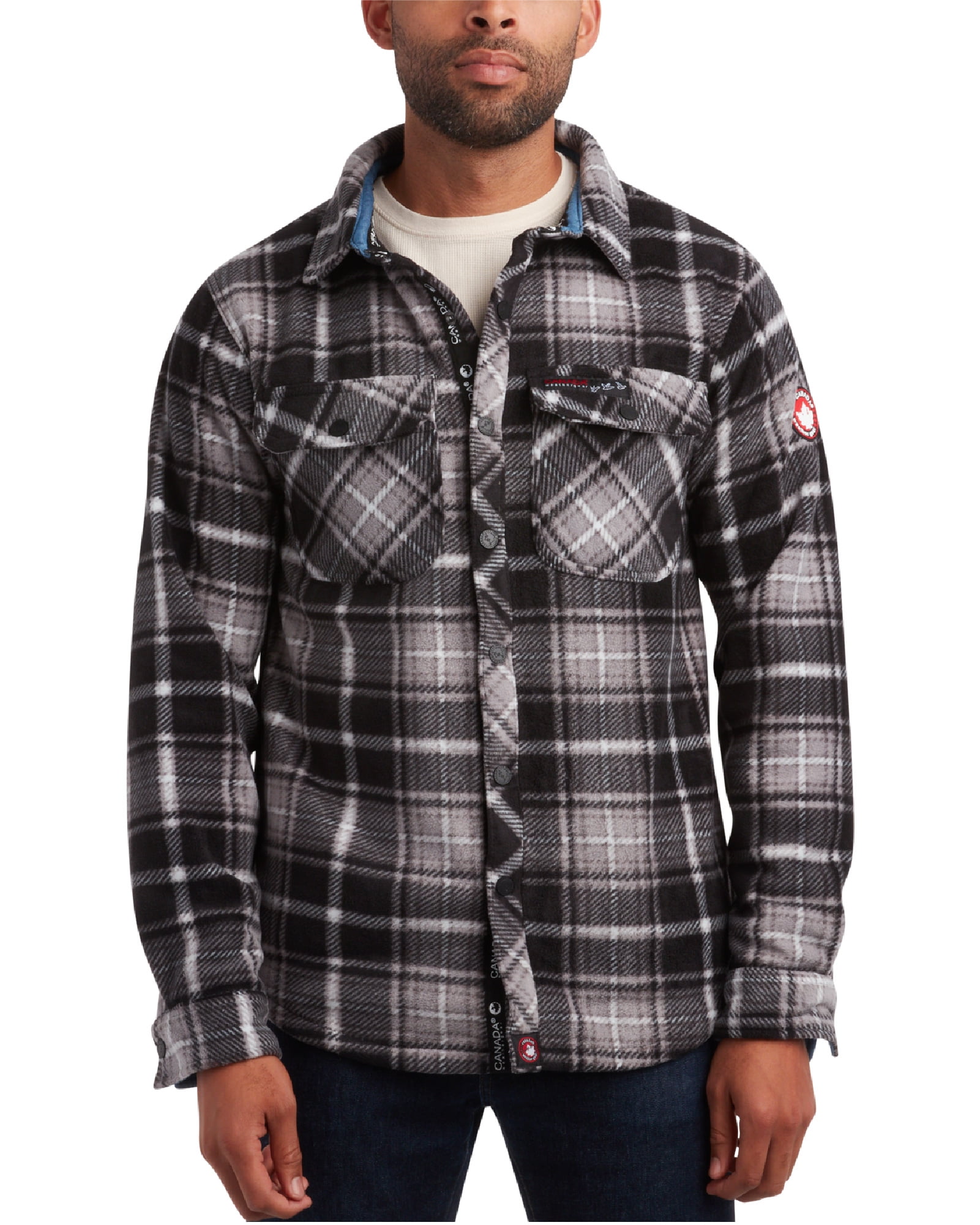 CANADA WEATHER GEAR Men's Plaid Shirt - Polar Fleece Long Sleeve Button ...