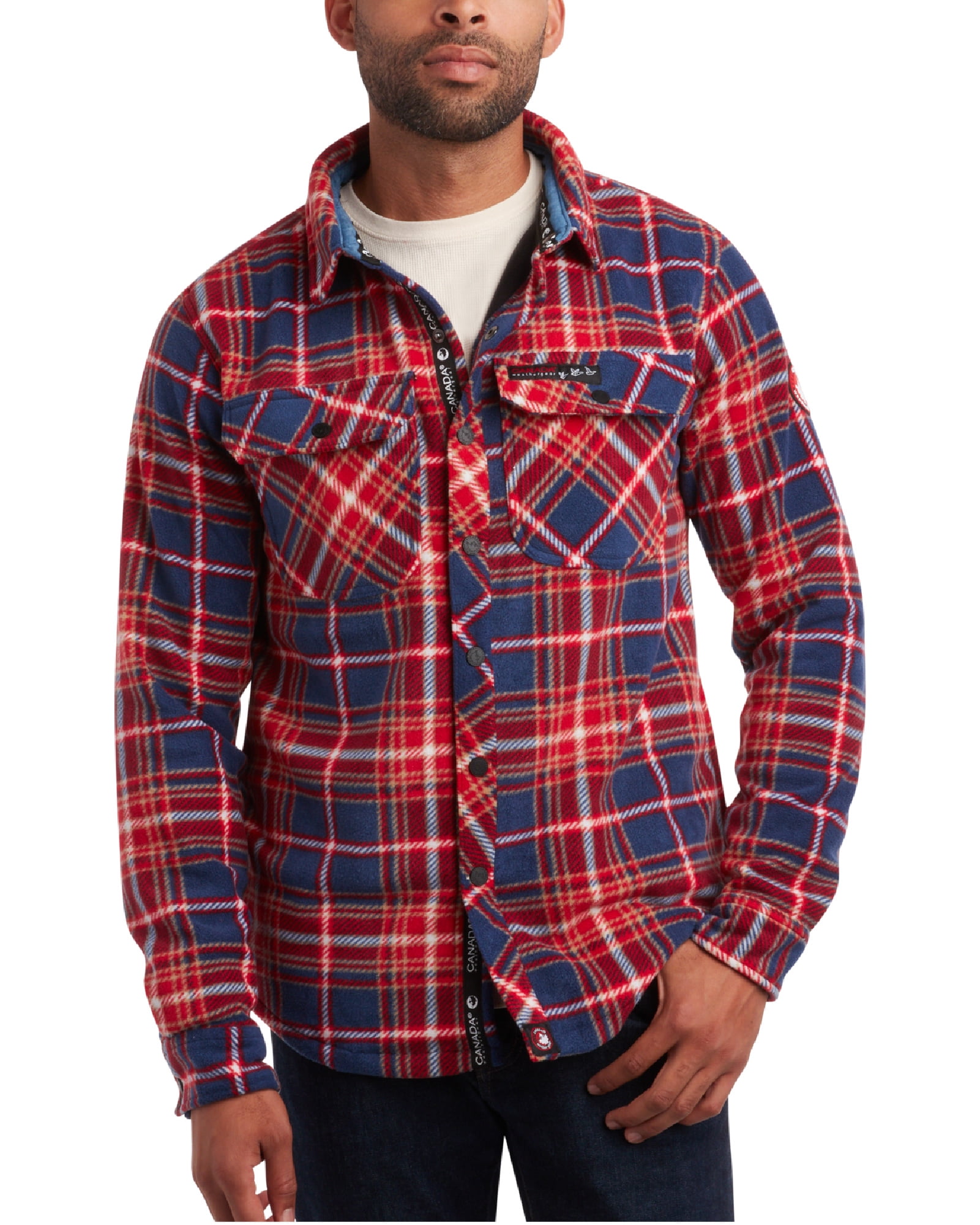 CANADA WEATHER GEAR Men's Plaid Shirt - Polar Fleece Long Sleeve Button ...
