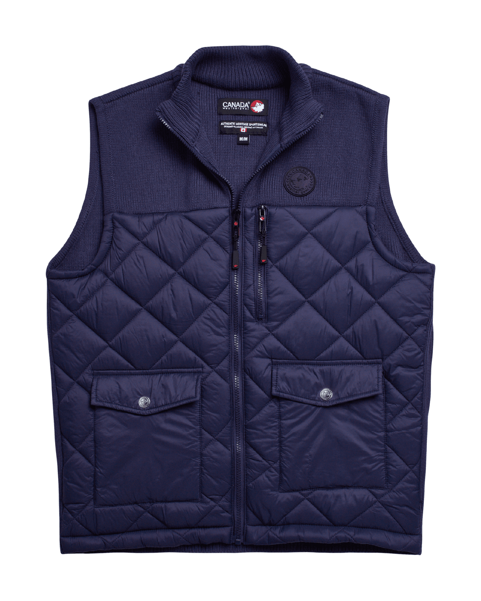 CANADA WEATHER GEAR Men's Vest - Zip Up Sweater Yoke Front & Back ...