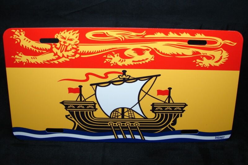 CANADIAN CANADA NEW BRUNSWICK FLAG LICENSE PLATE. DRAPEAU DU NOUVEAU ...