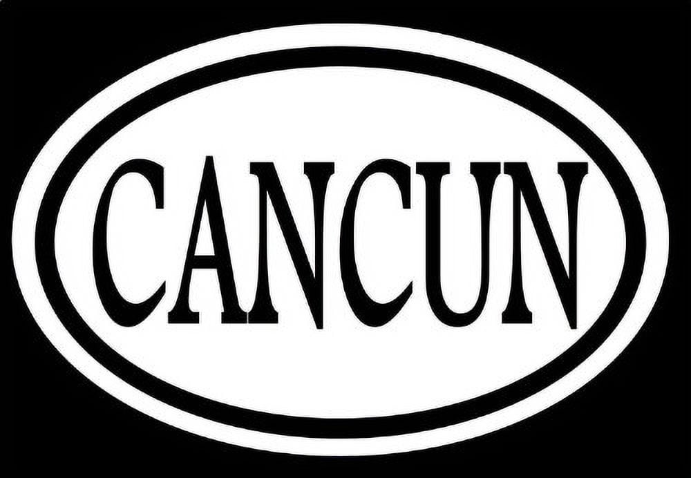 CANCUN 6" STICKER DECAL OVAL TROPICAL VACATION BEACH SAND HONEYMOON ...