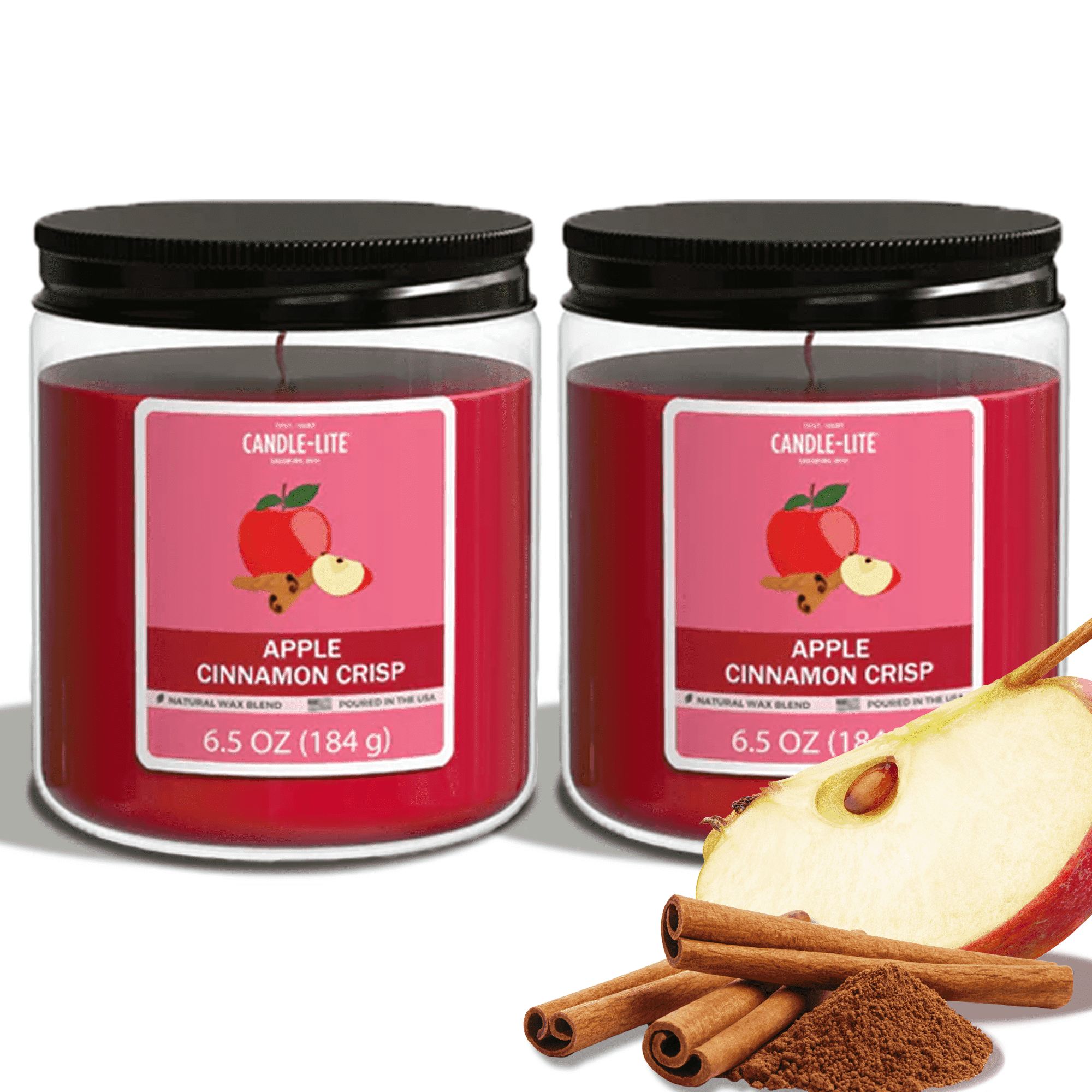 Candle-Lite Apple Cinnamon Crisp Scented Candles Set, Aromatherapy, 2 ...