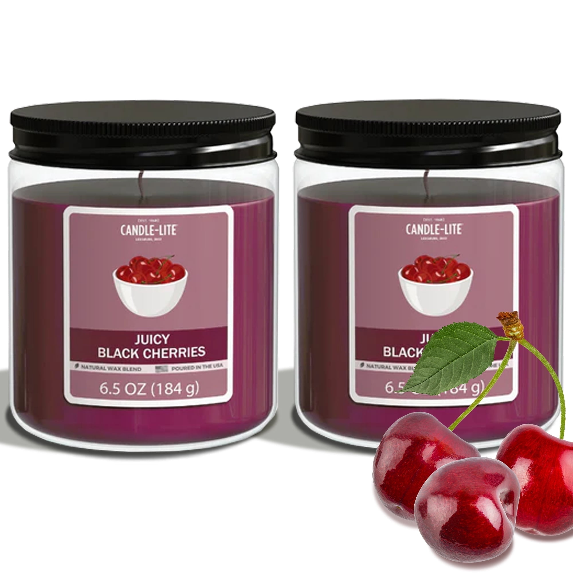 Candle-Lite Juicy Black Cherries Scented Candles Set, Aromatherapy, 2 ...