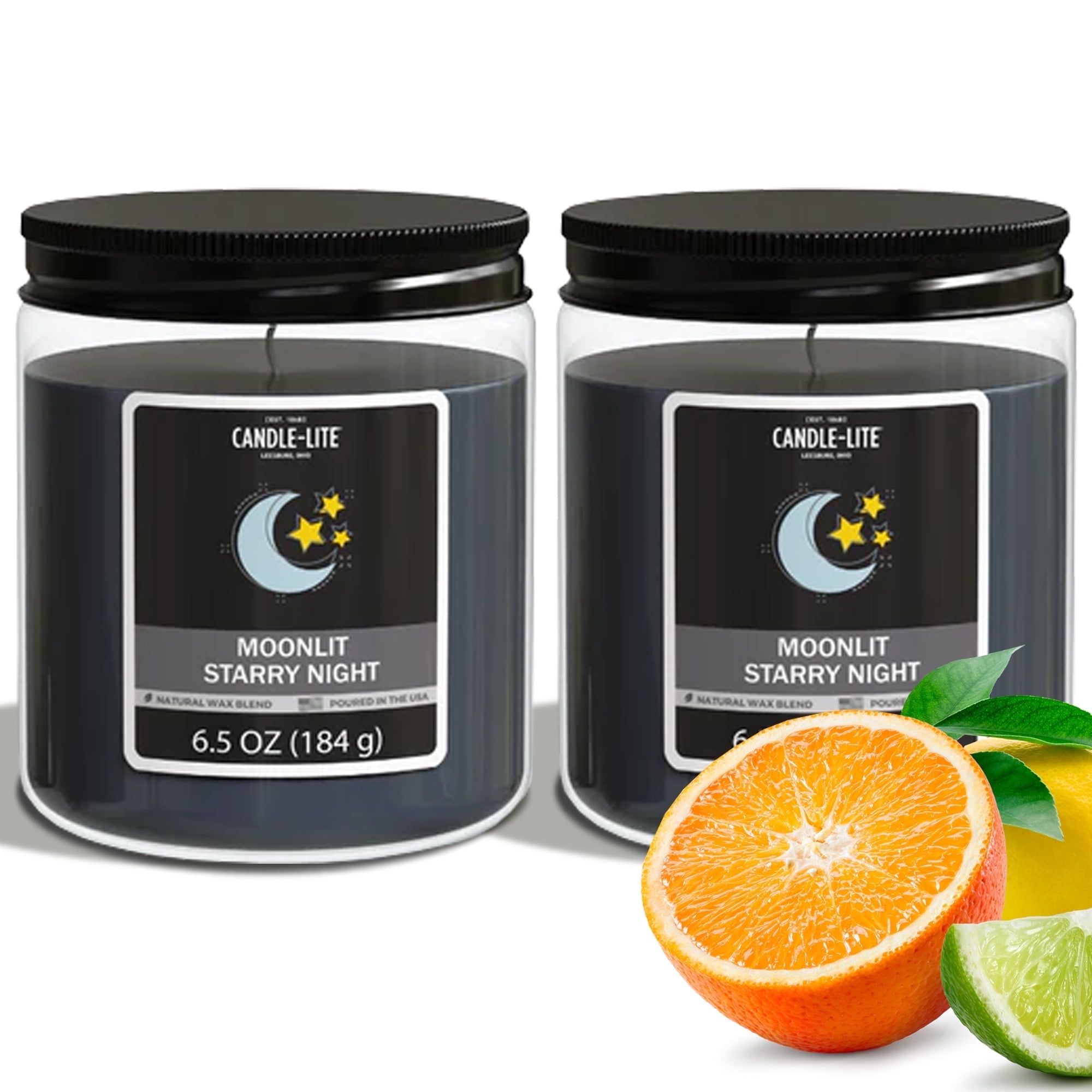 Candle-Lite Moonlit Starry Night Scented Candles Set, Aromatherapy, 2 Pack 6.5 oz Single-Wick ...