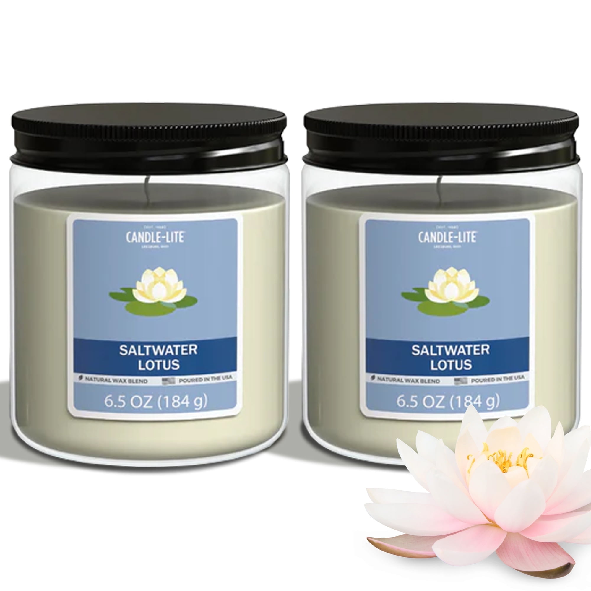 Candle-Lite Saltwater Lotus Scented Candles Set, Aromatherapy, 2 Pack 6 ...