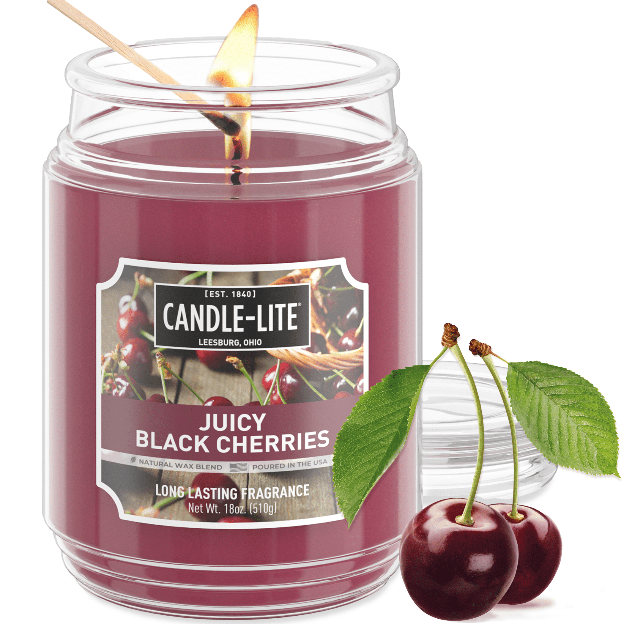 Candle-lite Juicy Black Cherries Scented Candle, 18 oz Jar, Single Wick ...
