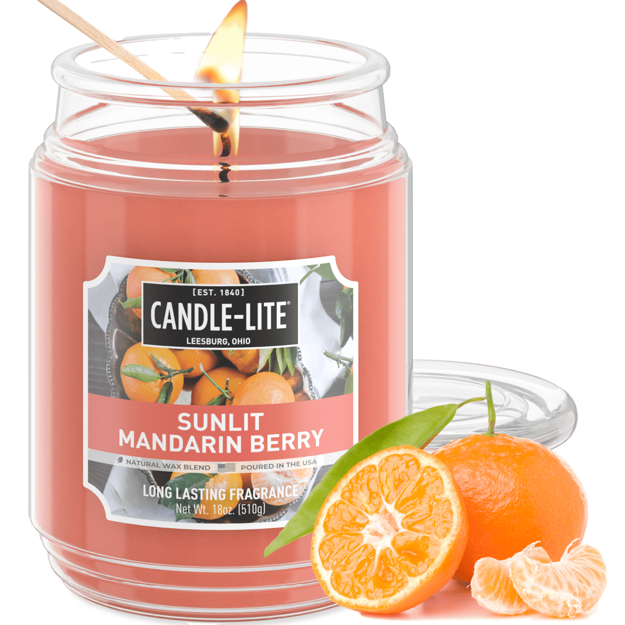 CANDLE-LITE Scented Sunlit Mandarin Berry Fragrance, One 18 oz. Single ...