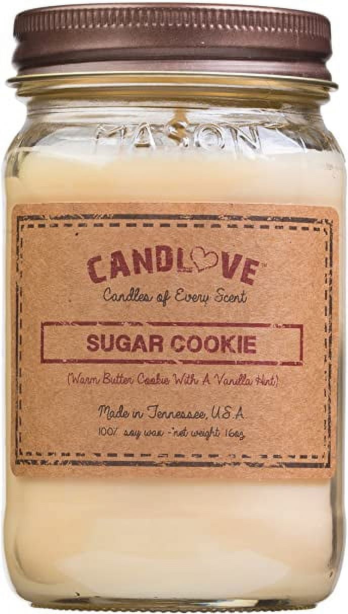 CANDLOVE Sugar Cookie Scented 16oz Mason Jar Candle 100% Soy Made in ...