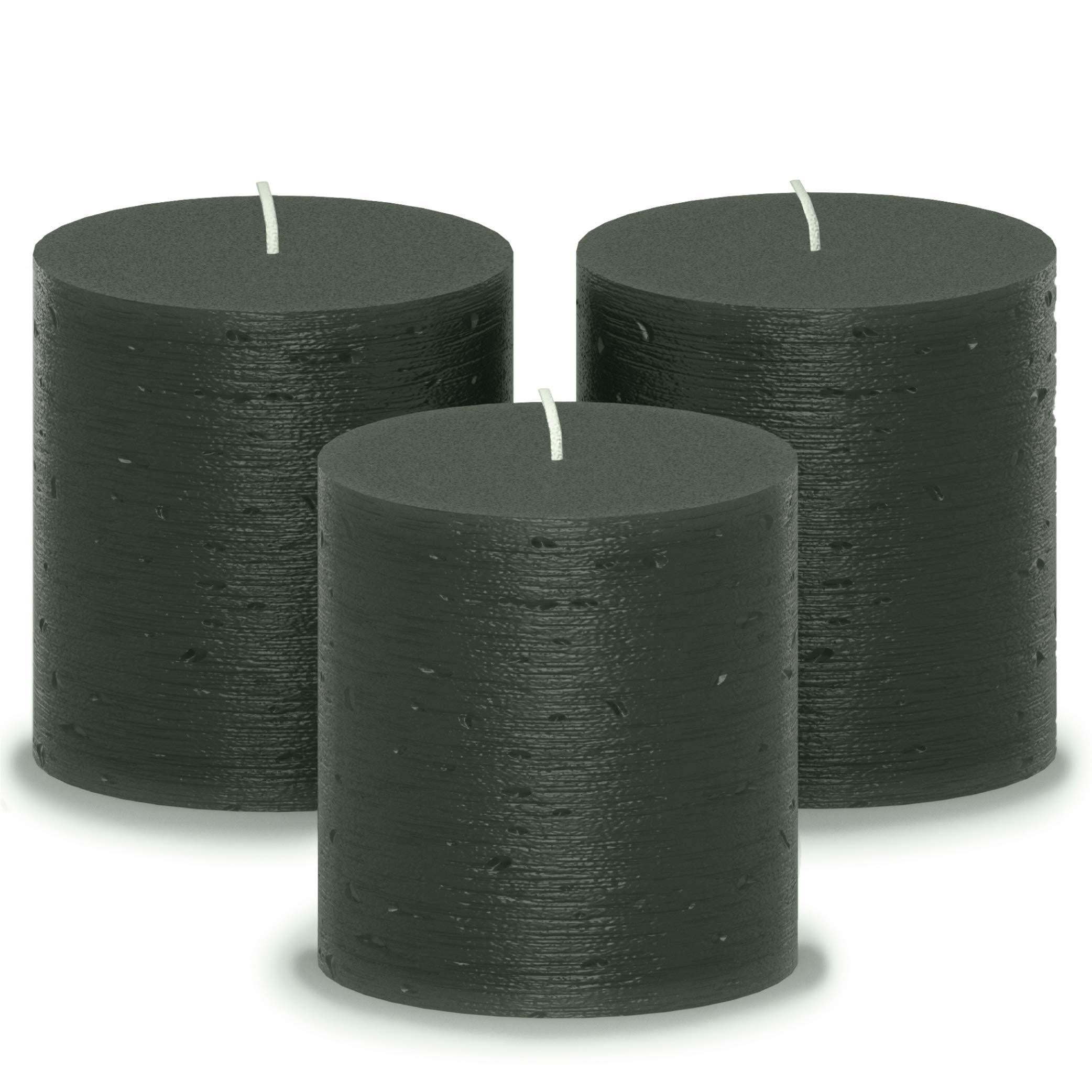 CANDWAX 3x3 Pillar Candle Set of 3 - Decorative Rustic Candles ...