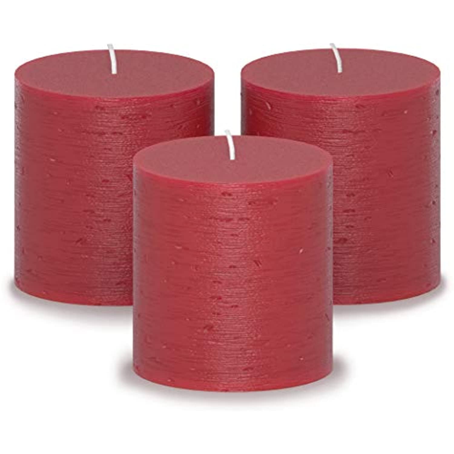 CANDWAX 3x3 Pillar Candle Set of 3 - Decorative Rustic Candles ...