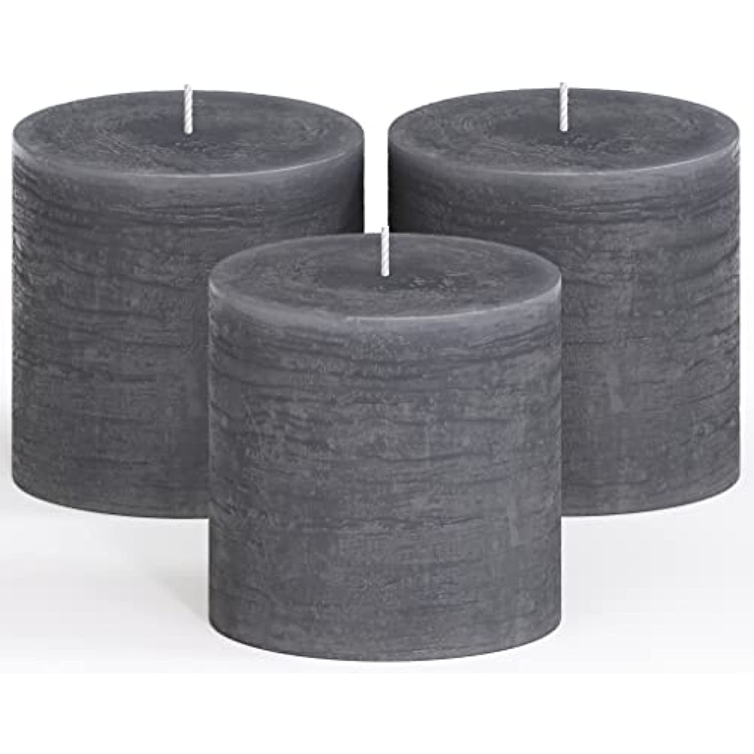 CANDWAX 3x3 Pillar Candle Set of 3 - Decorative Rustic Candles ...