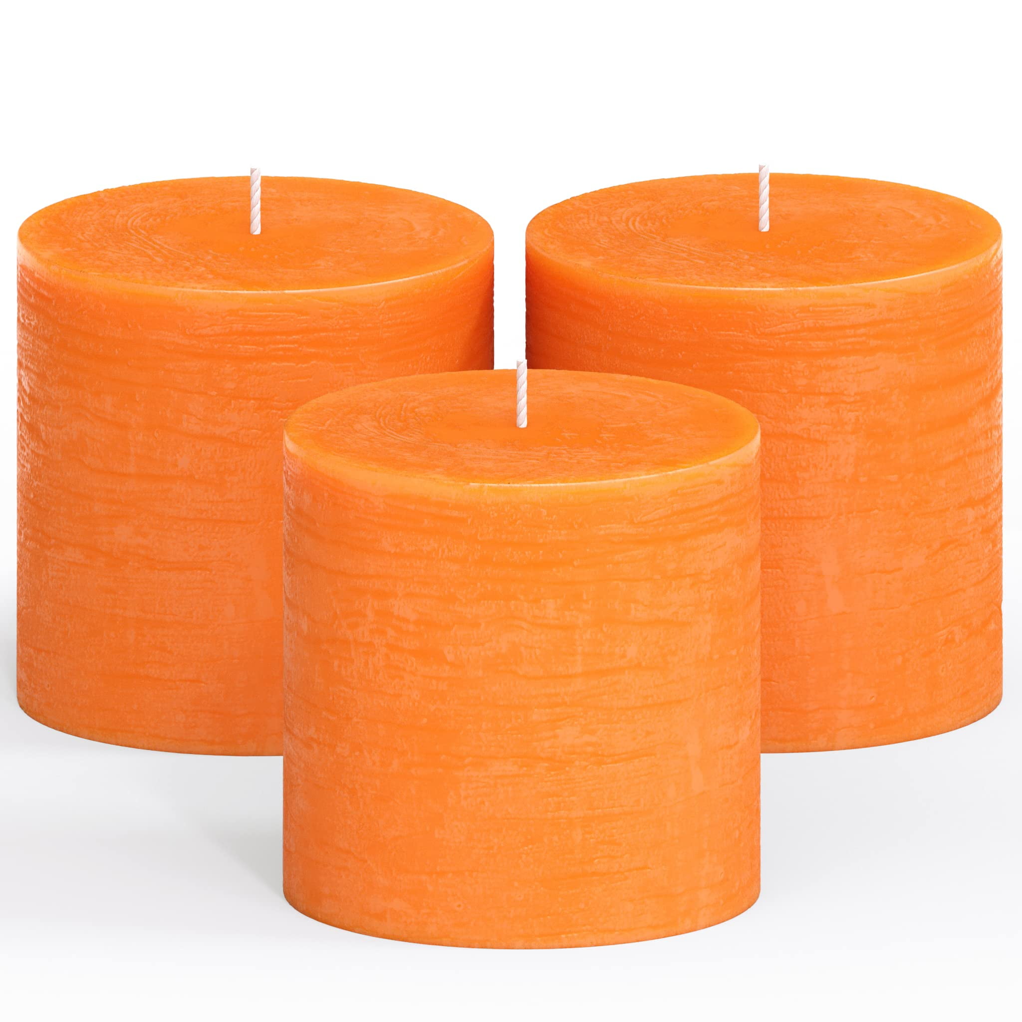 CANDWAX 3x3 Pillar Candle Set of 3 - Decorative Rustic Candles ...