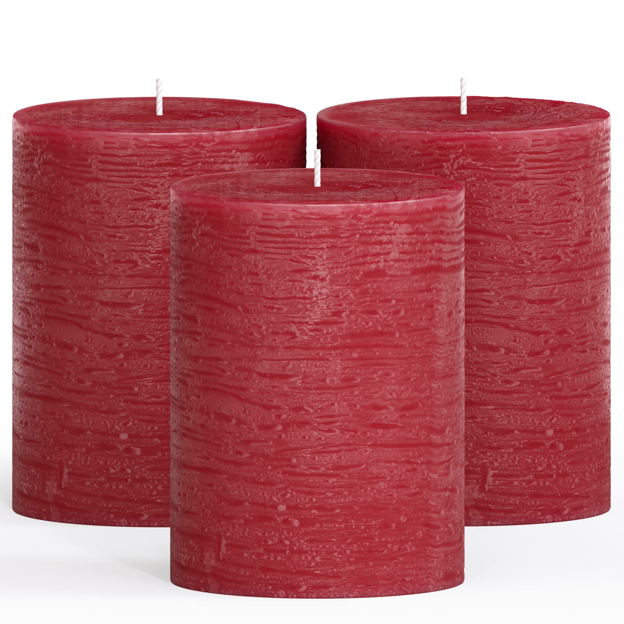 CANDWAX 3x4 Pillar Candles Set of 3 - Decorative Rustic Candles ...