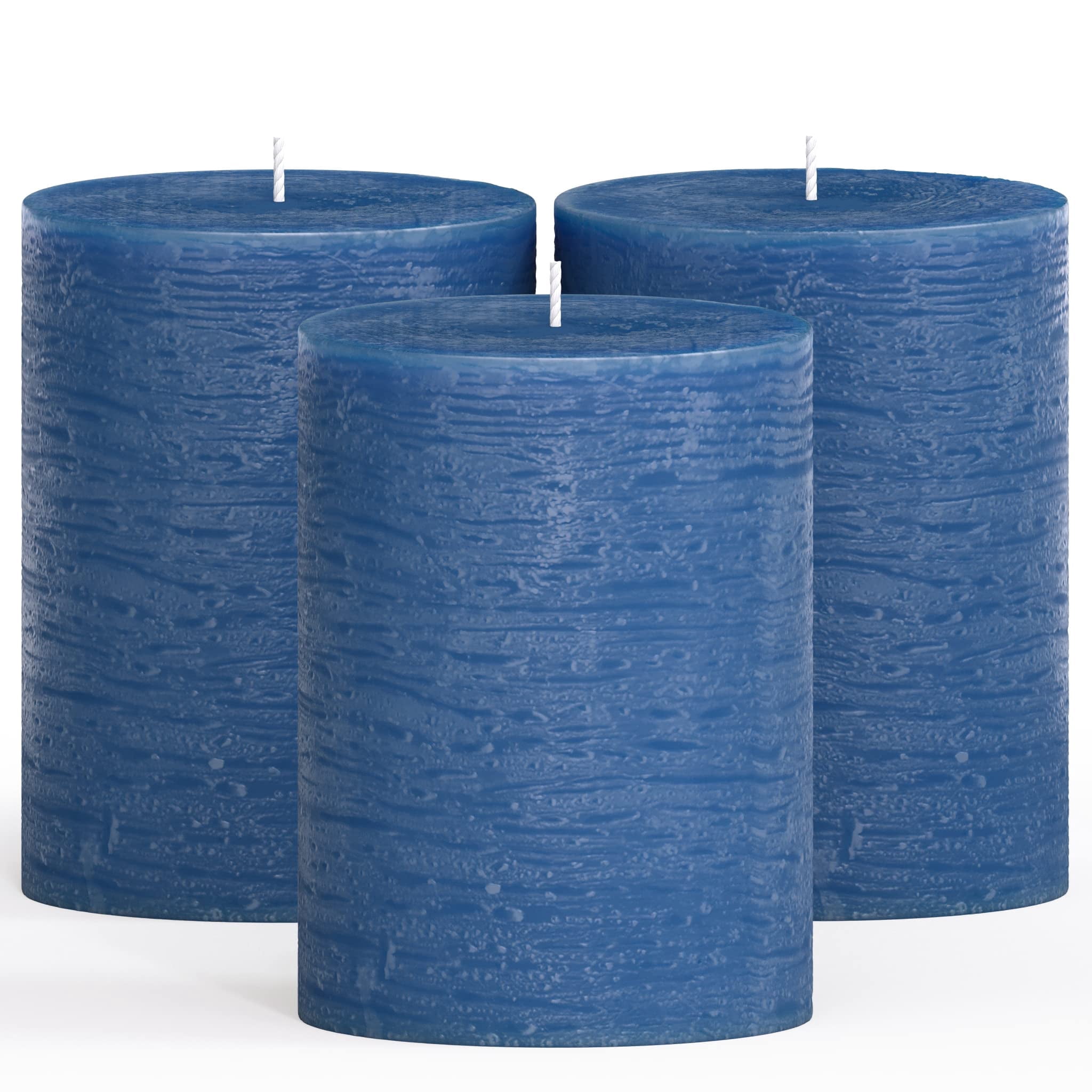 Candwax, Pillar Candles, 3x4 size, Unscented Rustic Blue 3pk - Walmart.com