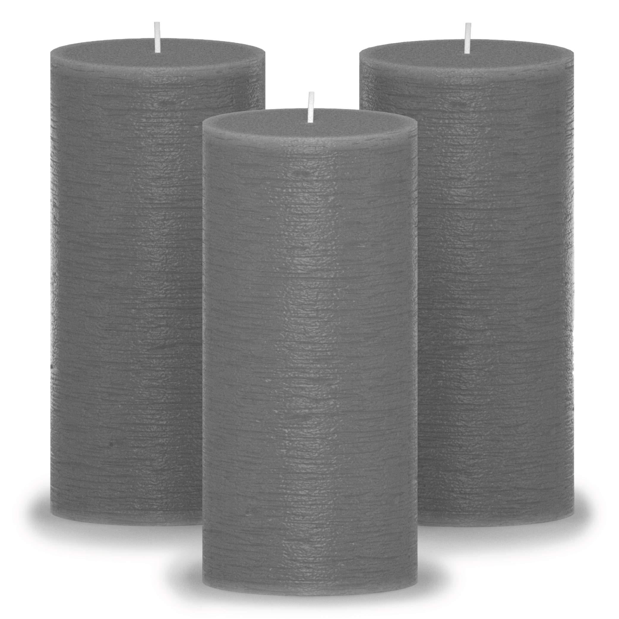 CANDWAX 3x6 Pillar Candles Set of 3 - Decorative Rustic Candles ...