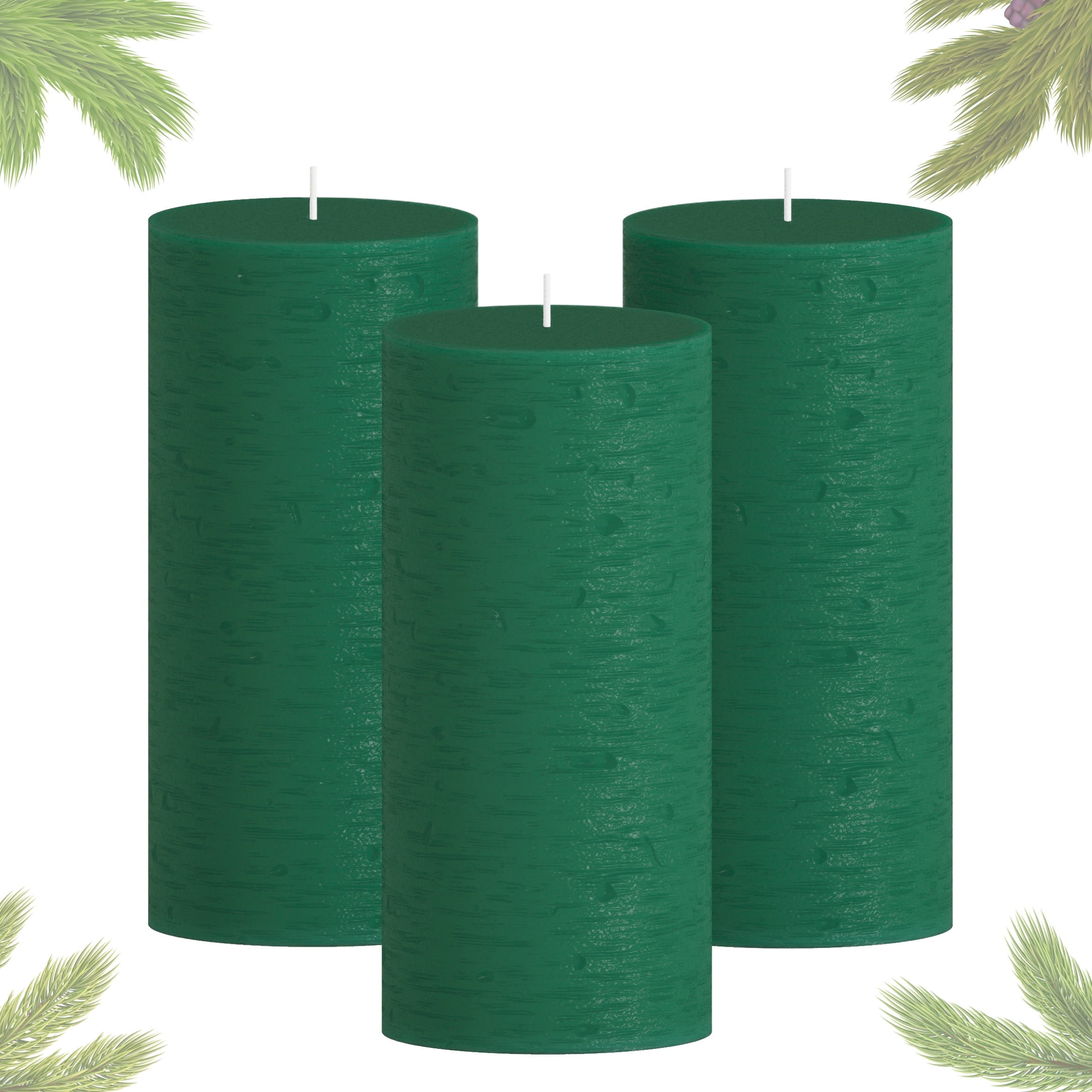 CANDWAX 3x6 Pillar Candles Set of 3 - Decorative Rustic Candles ...