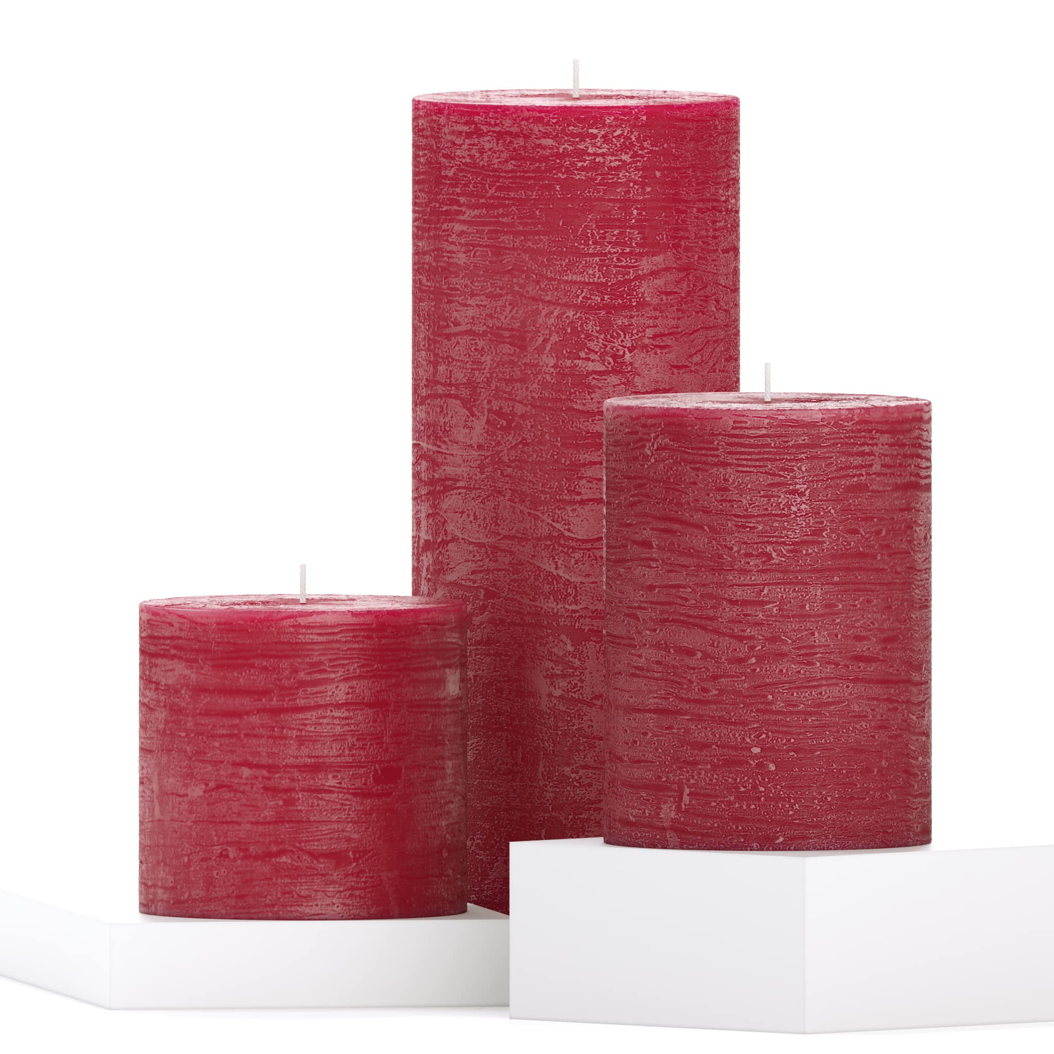CANDWAX Assorted Candles Pillar - Set of 3 Rustic Pillar Candles ...