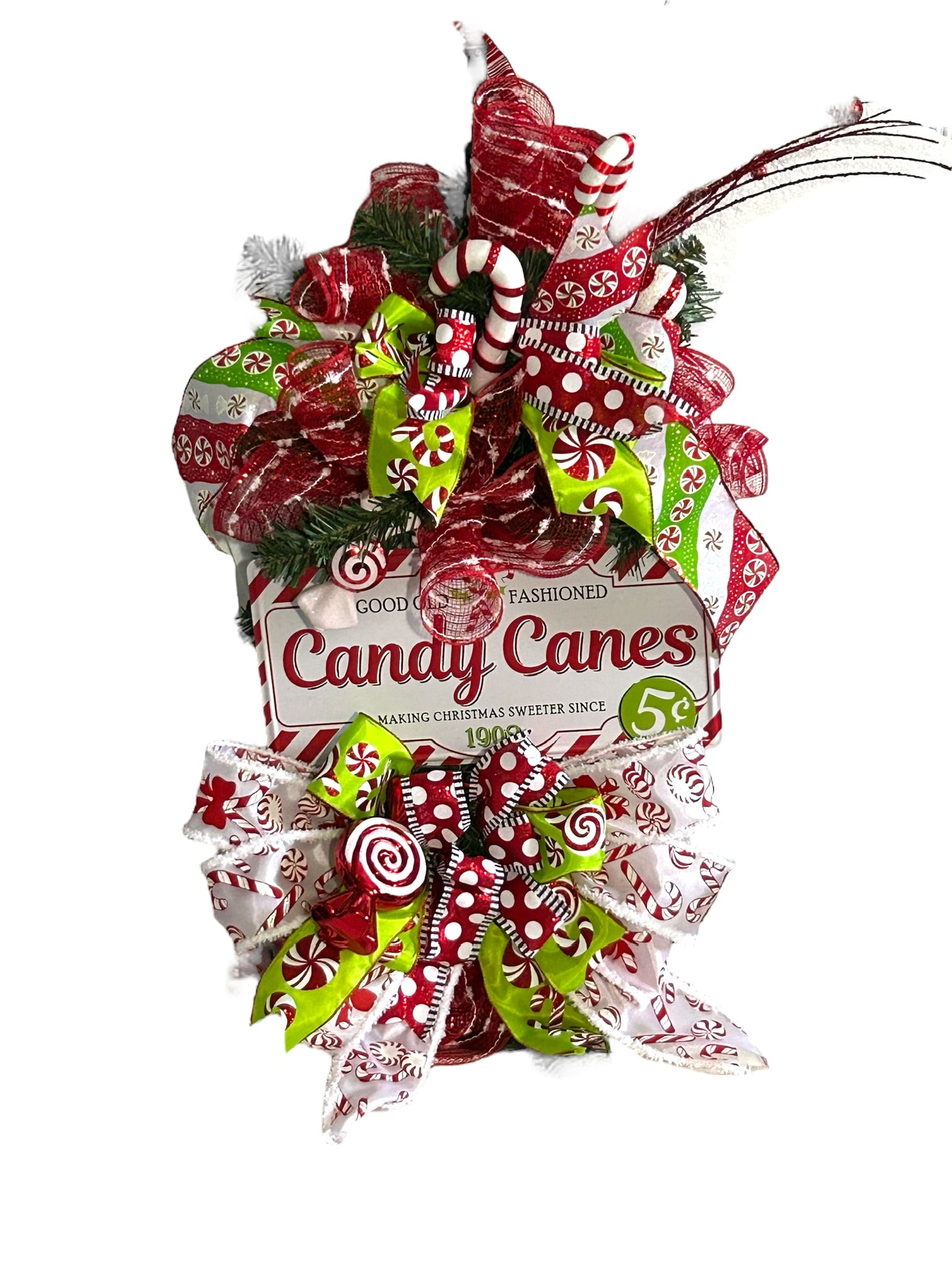 CANDY CANE WREATH SWAG, CHRISTMAS DÉCOR - Walmart.com