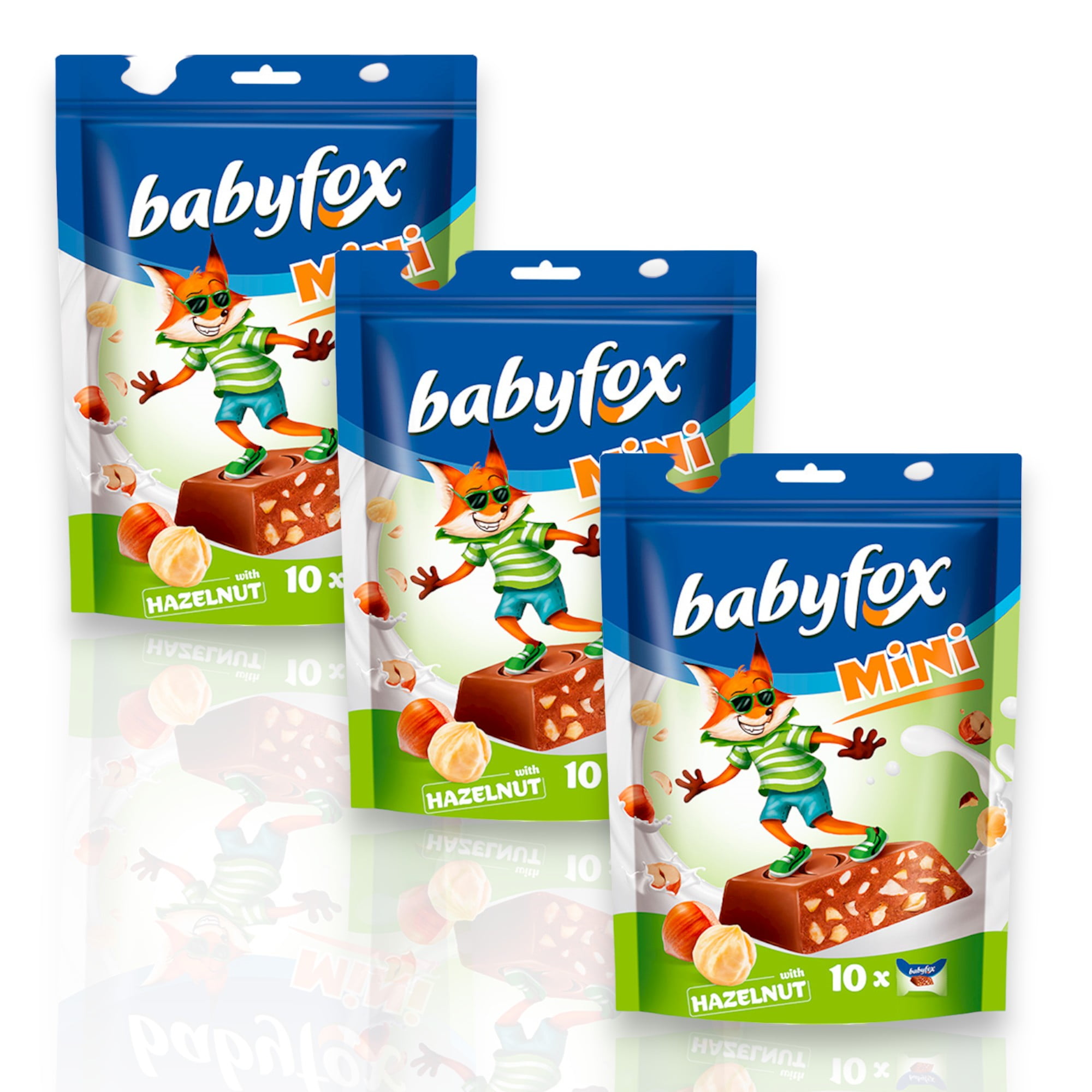 CANDY CHOCOLATE BABY FOX Mini- MILK CHOCOLAT with HAZELNUT 120g/each10 ...