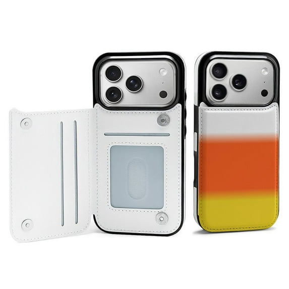CANDY CORN Colors Ombre Leather Wallet Case for iPhone 17 Pro Max ...