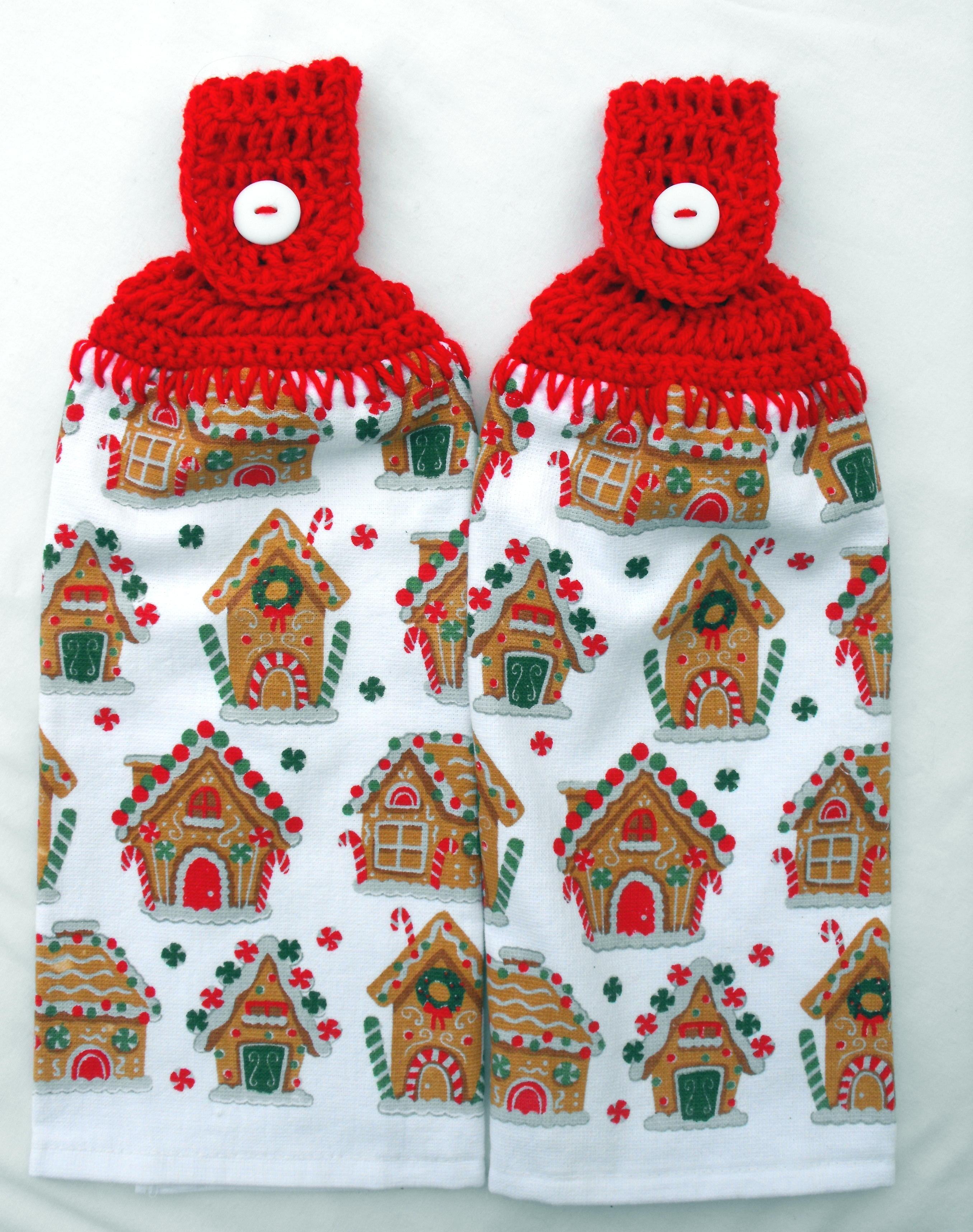 CANDY GINGERBREAD HOUSES - 2 HANDMADE CROCHET TOP HANGING KITCHEN ...