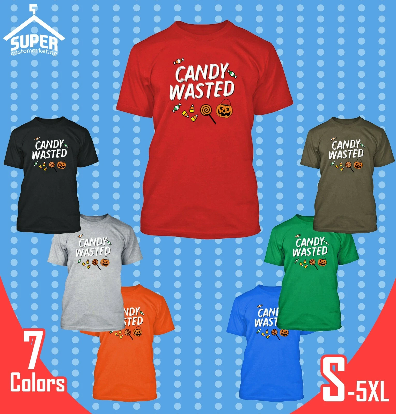 CANDY Wasted MAN TSHIRT Halloween Funny Tee Shirt Boo Halloween ...