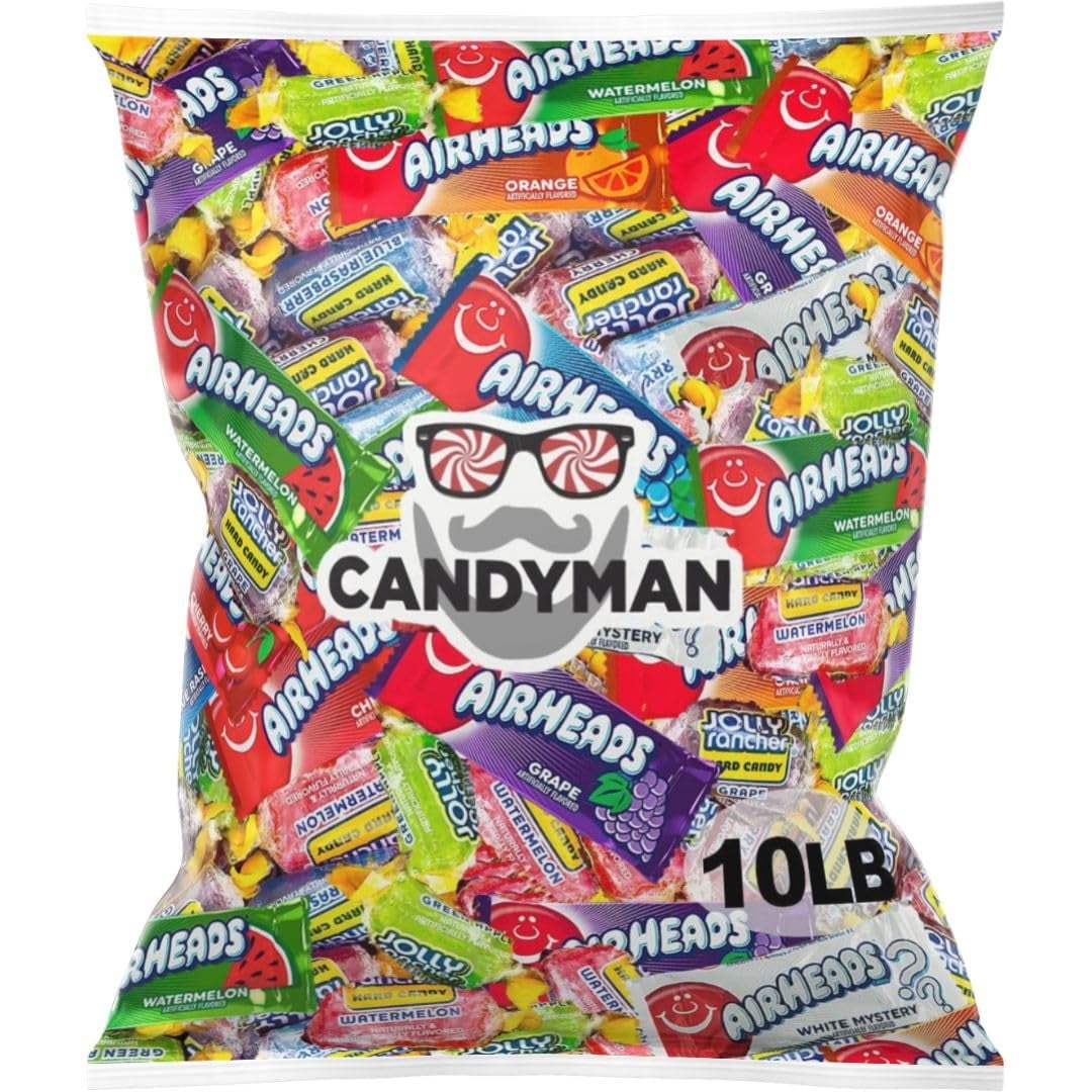 CANDYMAN 10 Pound Mixed Candy Bundle of Half Airheads Half Jolly ...
