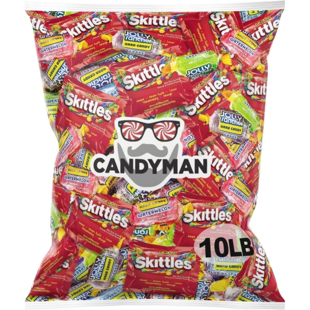 CANDYMAN 10 Pound Mixed Candy Bundle of Half Skittles Bulk Candy Half ...