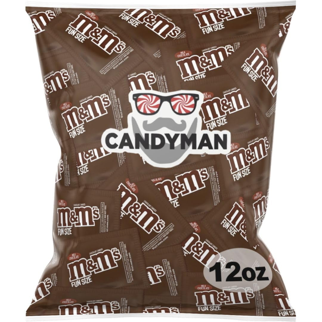 CANDYMAN (12 OZ) Chocolate Candy Bundle of M&M's Milk Chocolate Individually Wrapped Fun Size ...