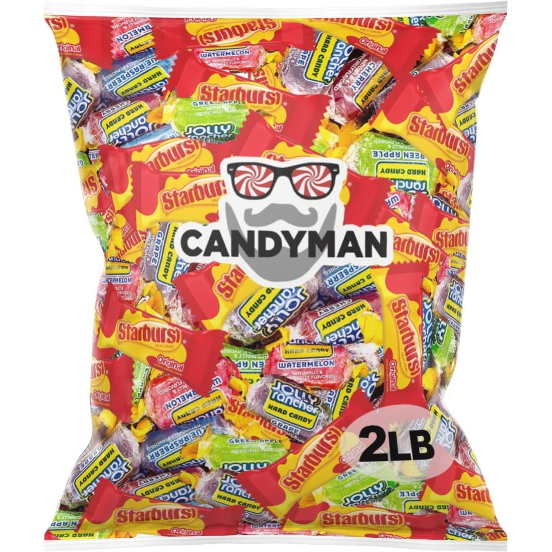 CANDYMAN 2 Pound Mixed Candy Bundle of Half Starburst Candy Bulk Half ...