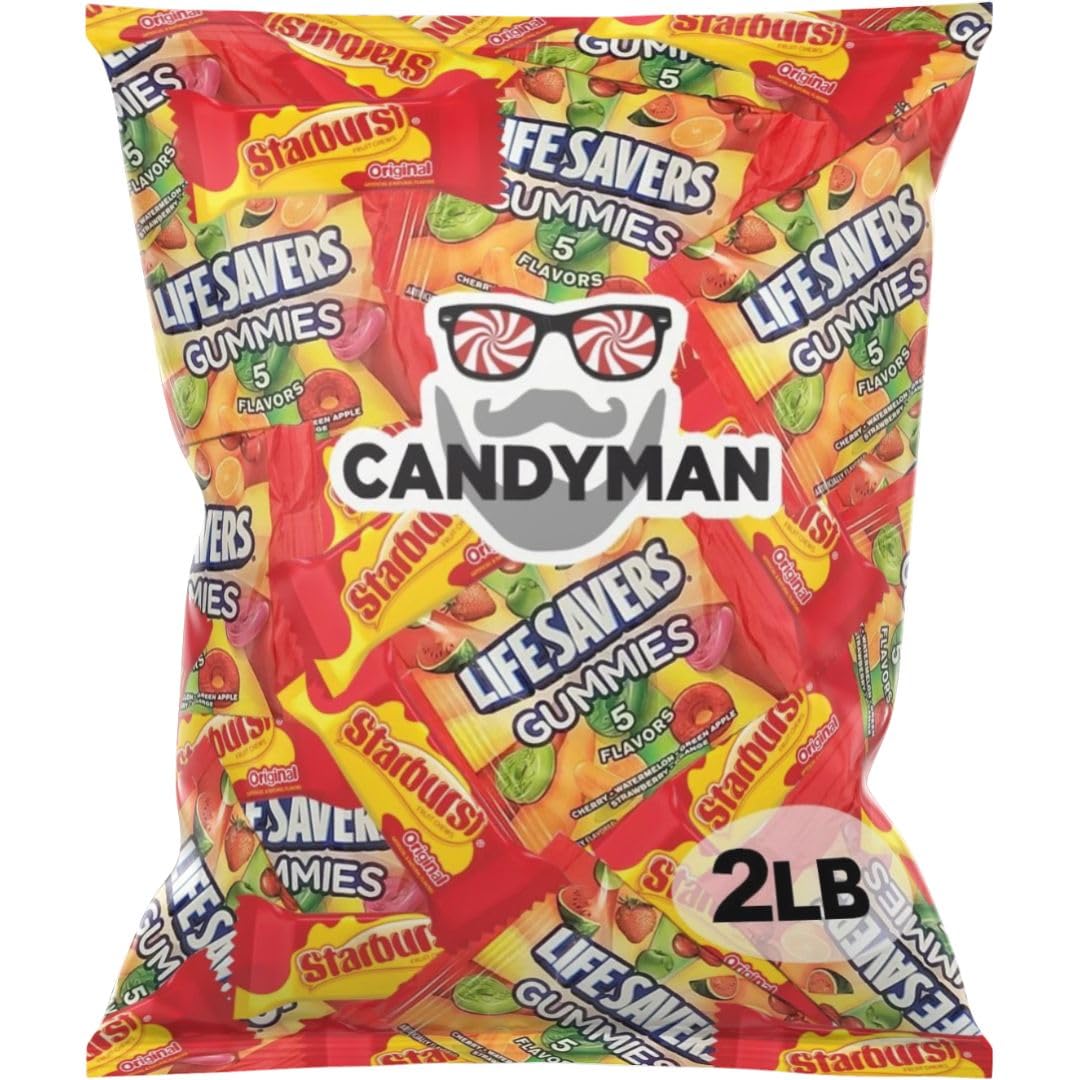CANDYMAN 2 Pound Mixed Candy Bundle of Half Starburst Half Lifesavers ...
