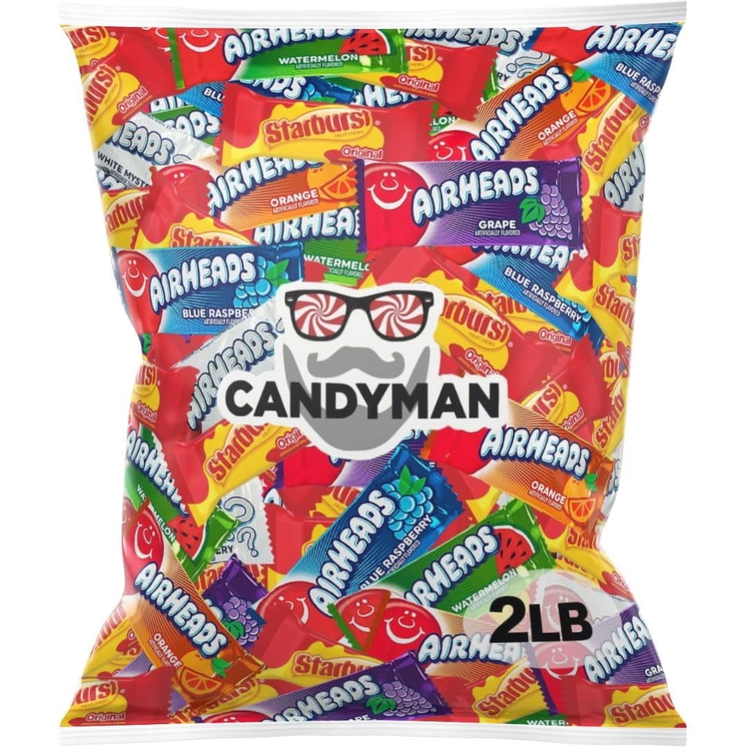CANDYMAN 2 Pound Mixed Candy Bundle of Half Airheads Half Starburst ...
