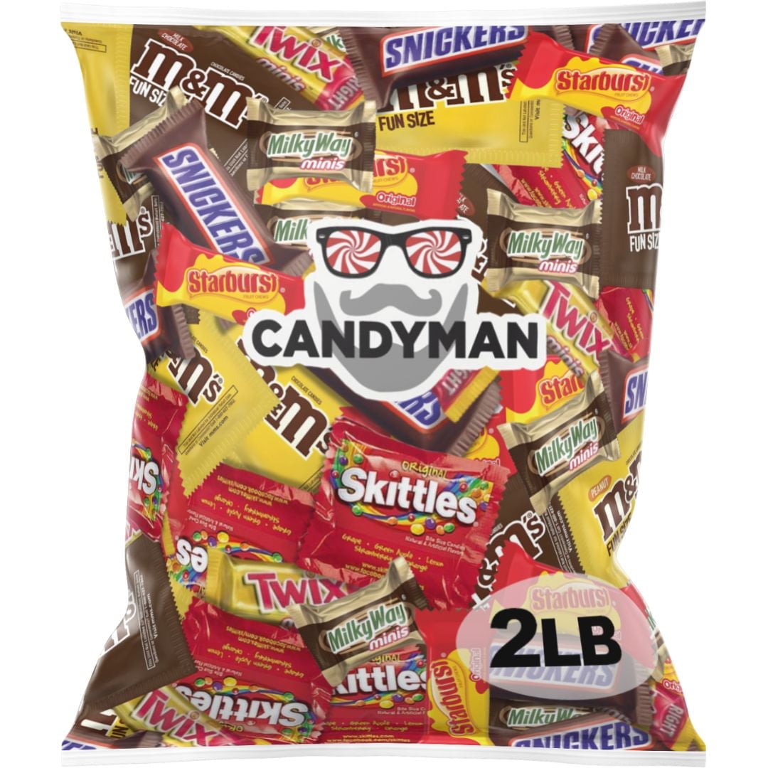 CANDYMAN 2 LBS Mix: M&M's, Skittles, Starburst, Snickers, Milky Way ...
