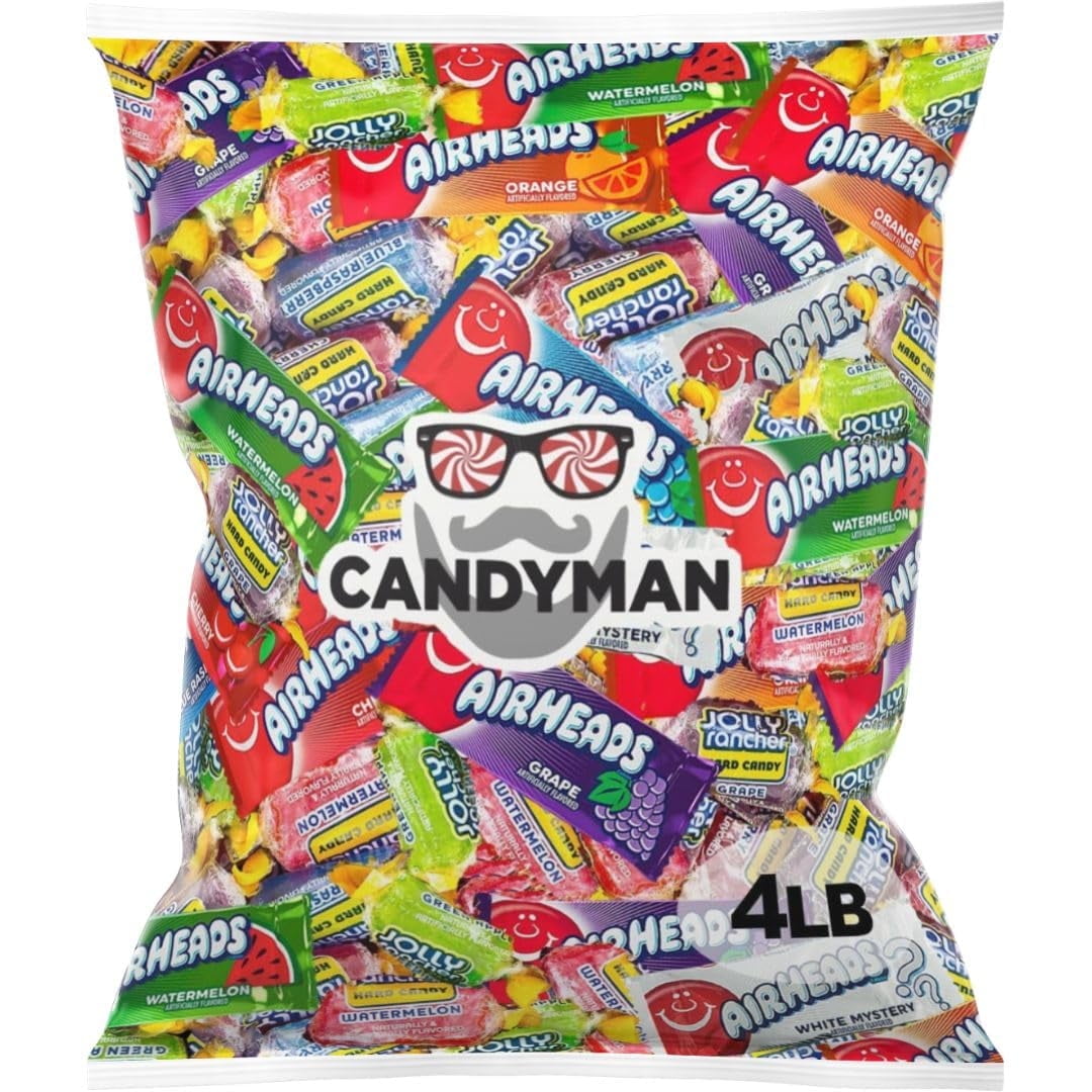 CANDYMAN 4 Pound Mixed Candy Bundle of Half Airheads Half Jolly ...