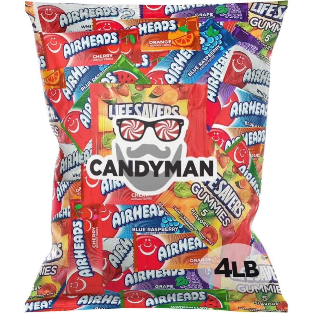 CANDYMAN 4 Pound Mixed Candy Bundle of Half Airheads Half Lifesavers ...