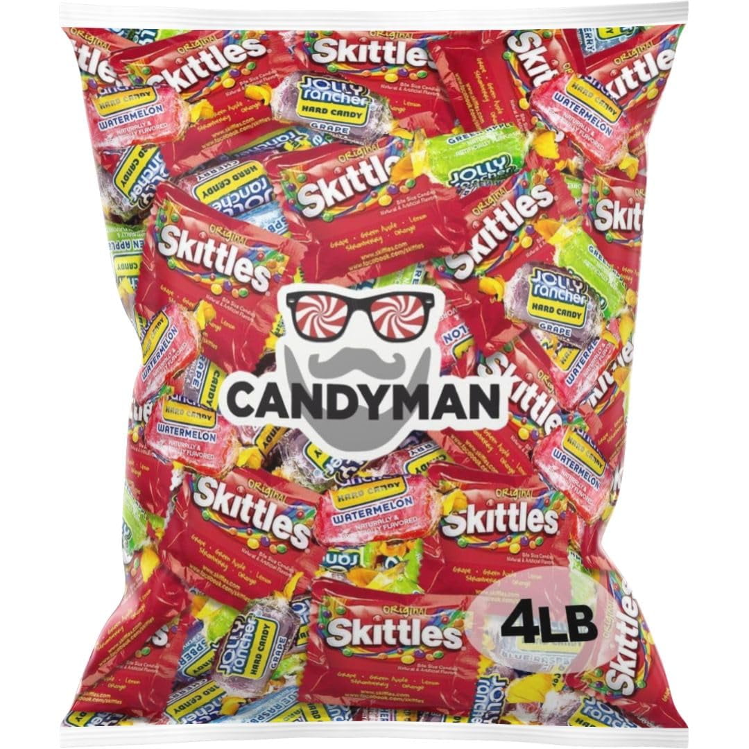 CANDYMAN 4 Pound Mixed Candy Bundle of Half Skittles Bulk Candy Half ...