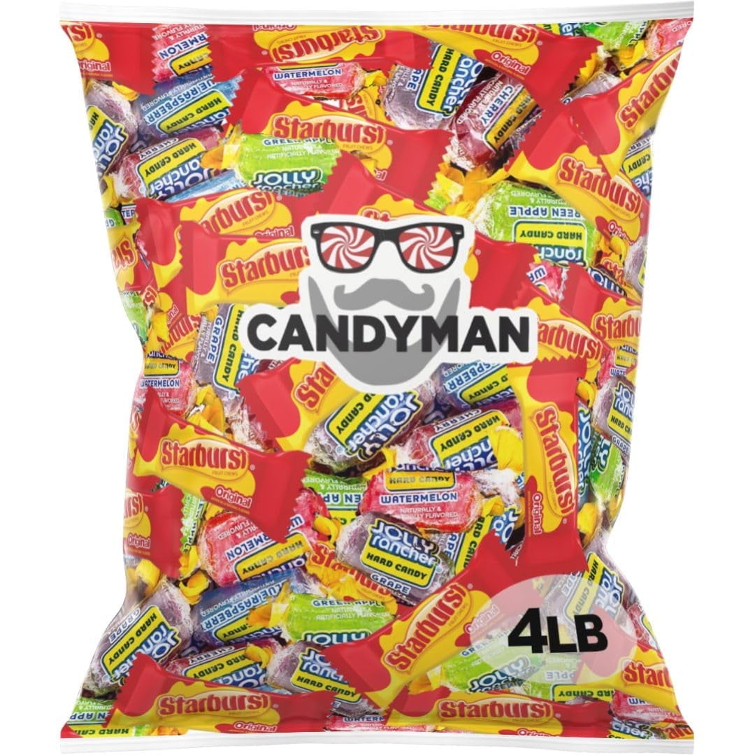 CANDYMAN 4 Pound Mixed Candy Bundle of Half Starburst Candy Bulk Half ...
