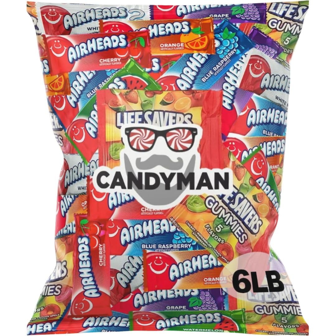 CANDYMAN 6 Pound Mixed Candy Bundle of Half Airheads Half Lifesavers ...