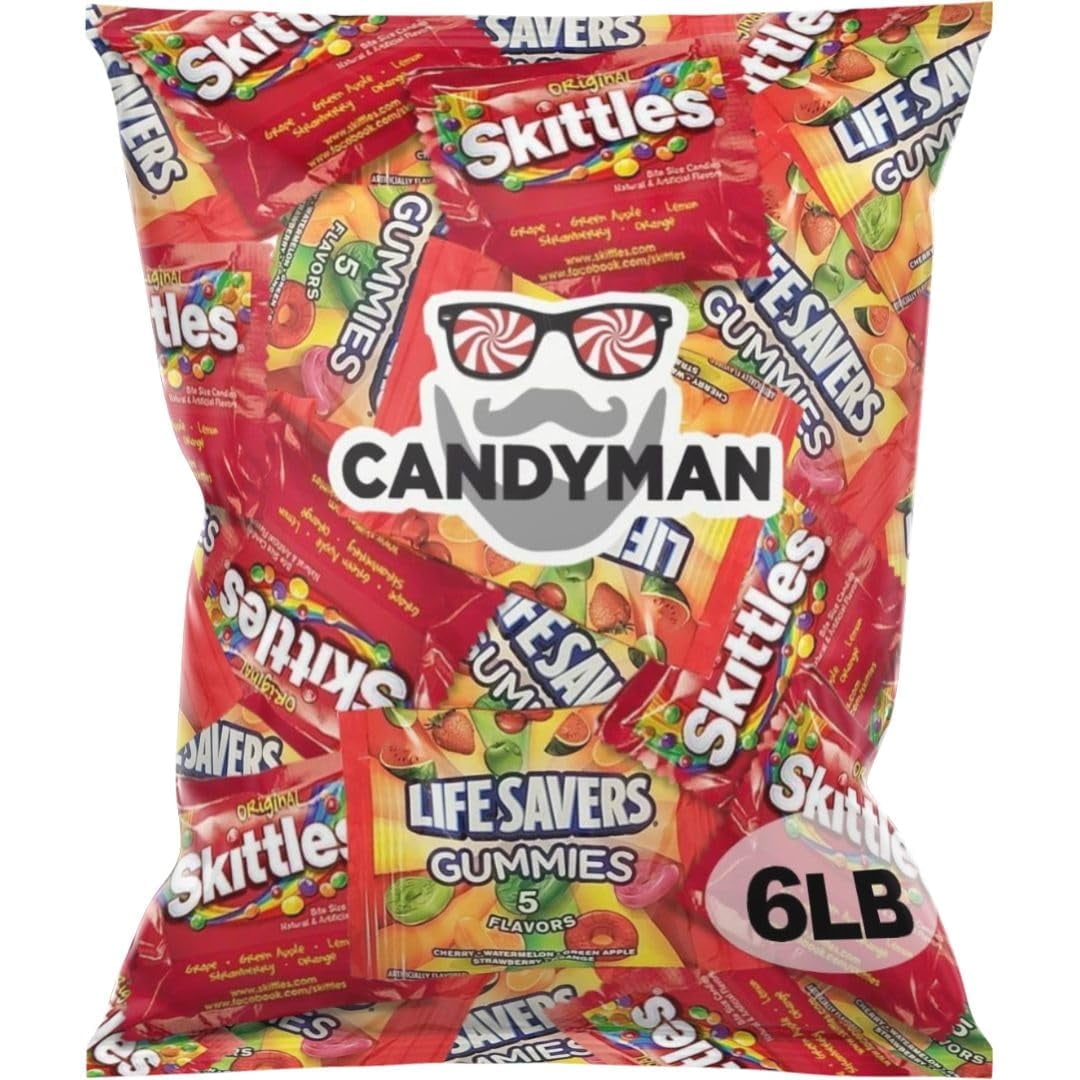 CANDYMAN 6 Pound Mixed Candy Bundle of Half Skittles Half Lifesavers ...