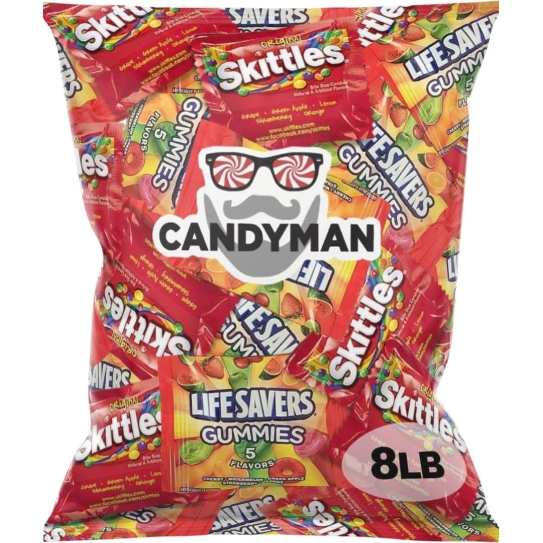 CANDYMAN 8 Pound Mixed Candy Bundle of Half Skittles Half Lifesavers ...