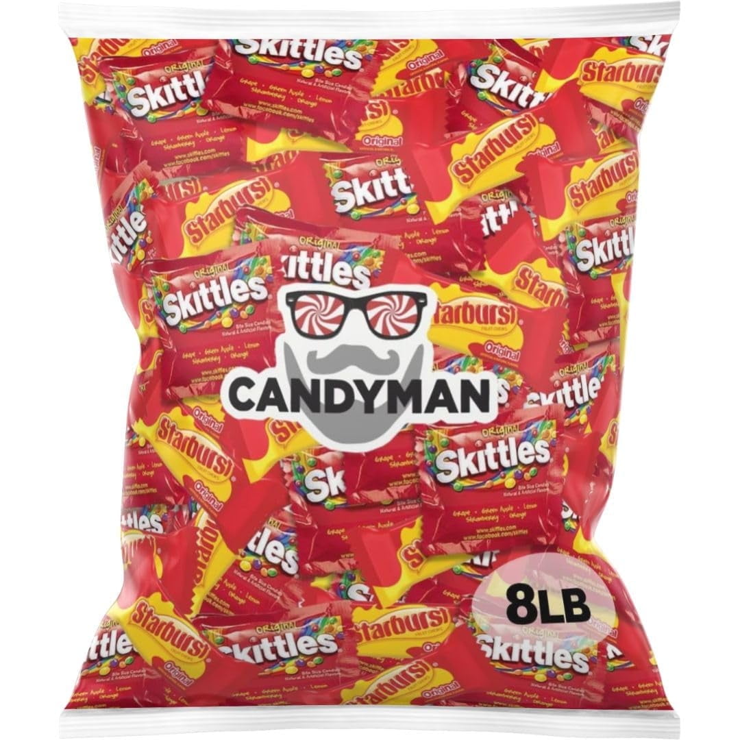 CANDYMAN 8 Pound Mixed Candy Bundle of Half Skittles Half Starburst ...