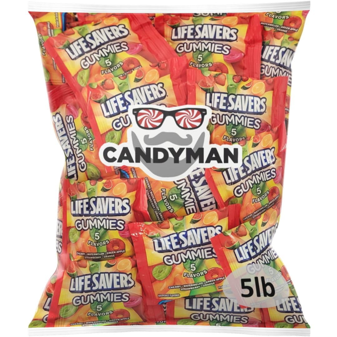 CANDYMAN Bundle of Fun Size Lifesavers Gummies 5 Pounds Bulk Candy ...