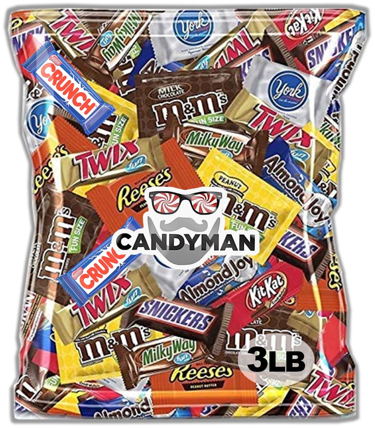 CANDYMAN Chocolate Candy Variety Pack, Fun Size Individually Wrapped ...