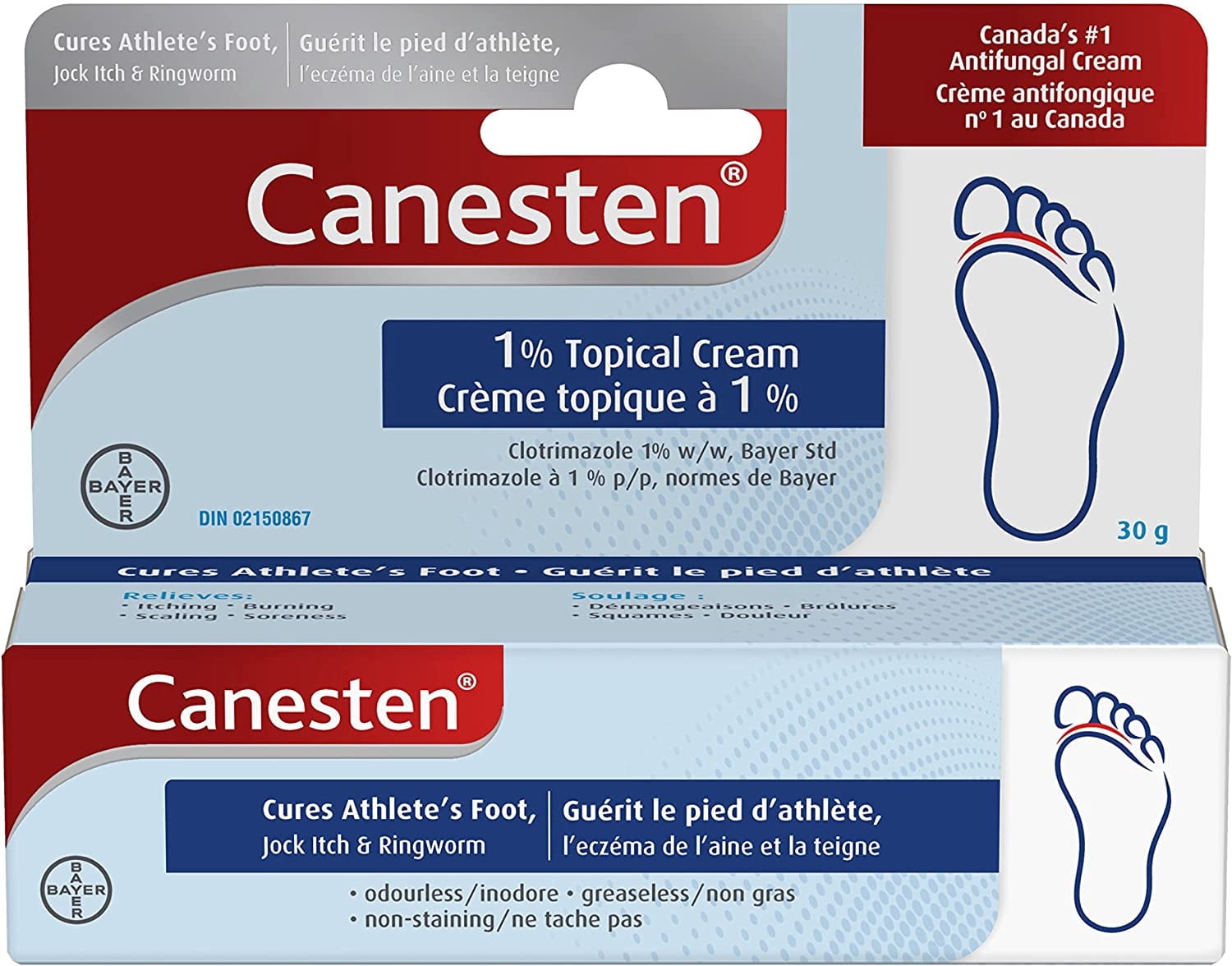 Canesten 1% Topical Antifungal Cream 30g - Treatment for Humans ...