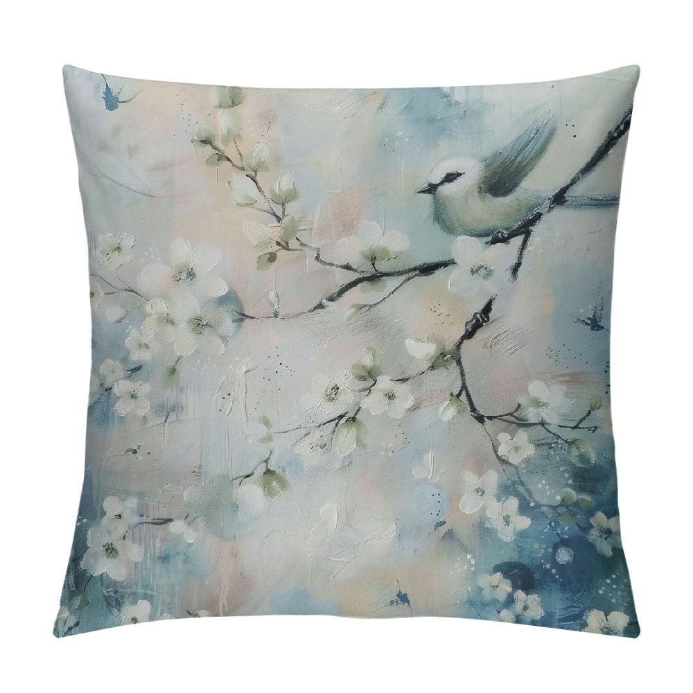 CANFLASHION Blue and White Tree Flowers Throw Pillows Outdoor ... CANFLASHION Blue and White Tree Flowers Throw Pillows Outdoor ...
