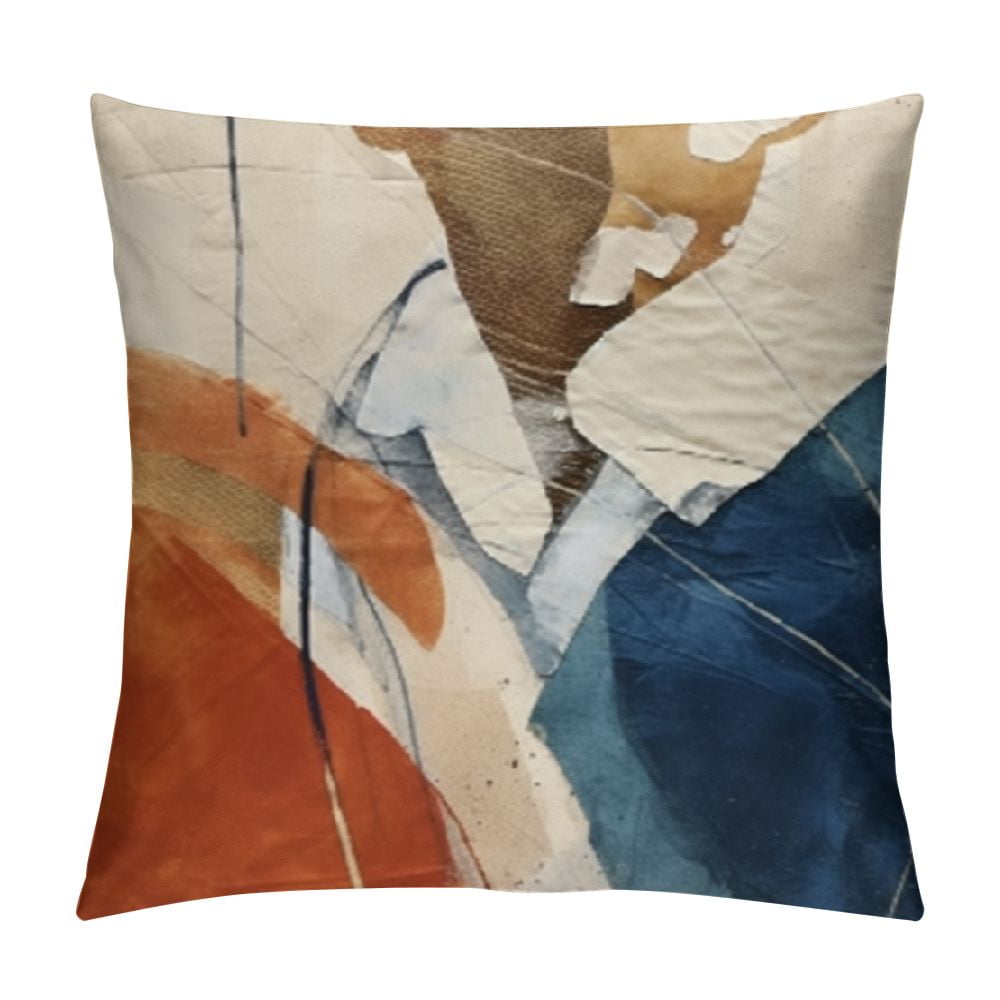 WENZZ Boho Mid Century Modern Pillow Covers Navy Blue Burnt Orange ...
