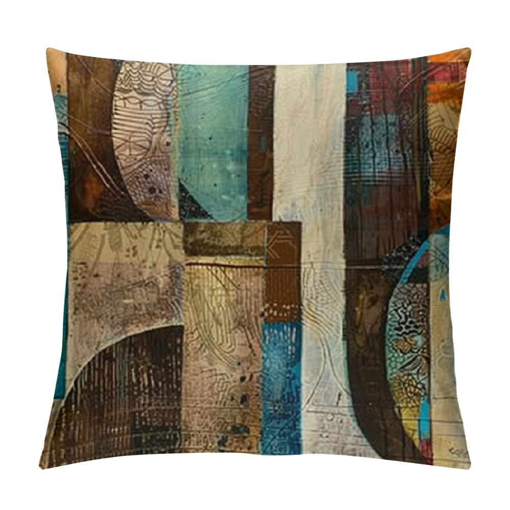 WENZZ Brown Decorative Throw Pillow Covers Teal Pillow Cover Modern ...