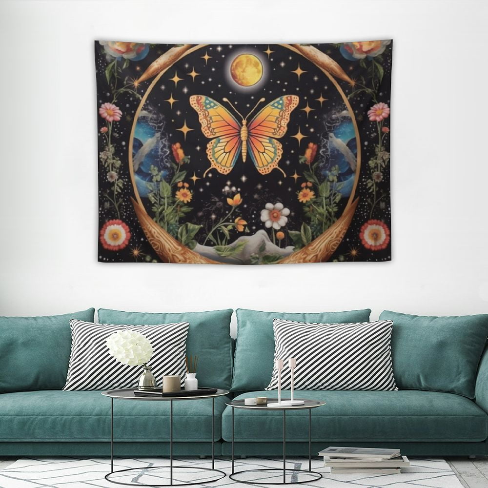 CANFLASHION Butterfly Moon Phase Flower Tapestry Botanical Floral Plant ... CANFLASHION Butterfly Moon Phase Flower Tapestry Botanical Floral Plant ...